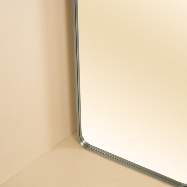 Brushed Brass or Brushed Nickel Radius corner mirror - 80x180cm - The ...