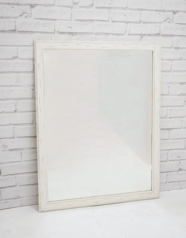 Rustic White Framed Mirror Large - The Framing Project