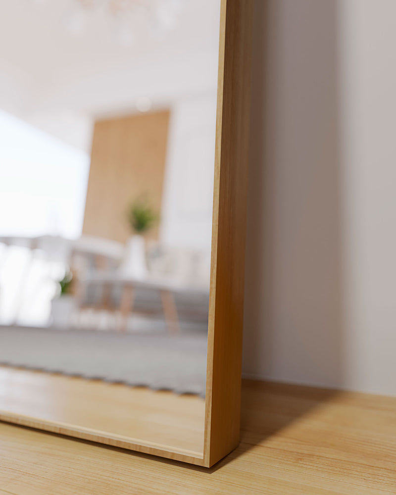 Oak Timber Slim-Edge Framed Mirror - The Framing Project