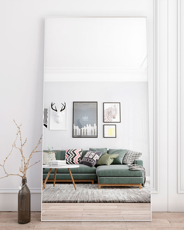 White Slim-Edge Framed Mirror (55mm deep Frame Squared Edge) - The ...