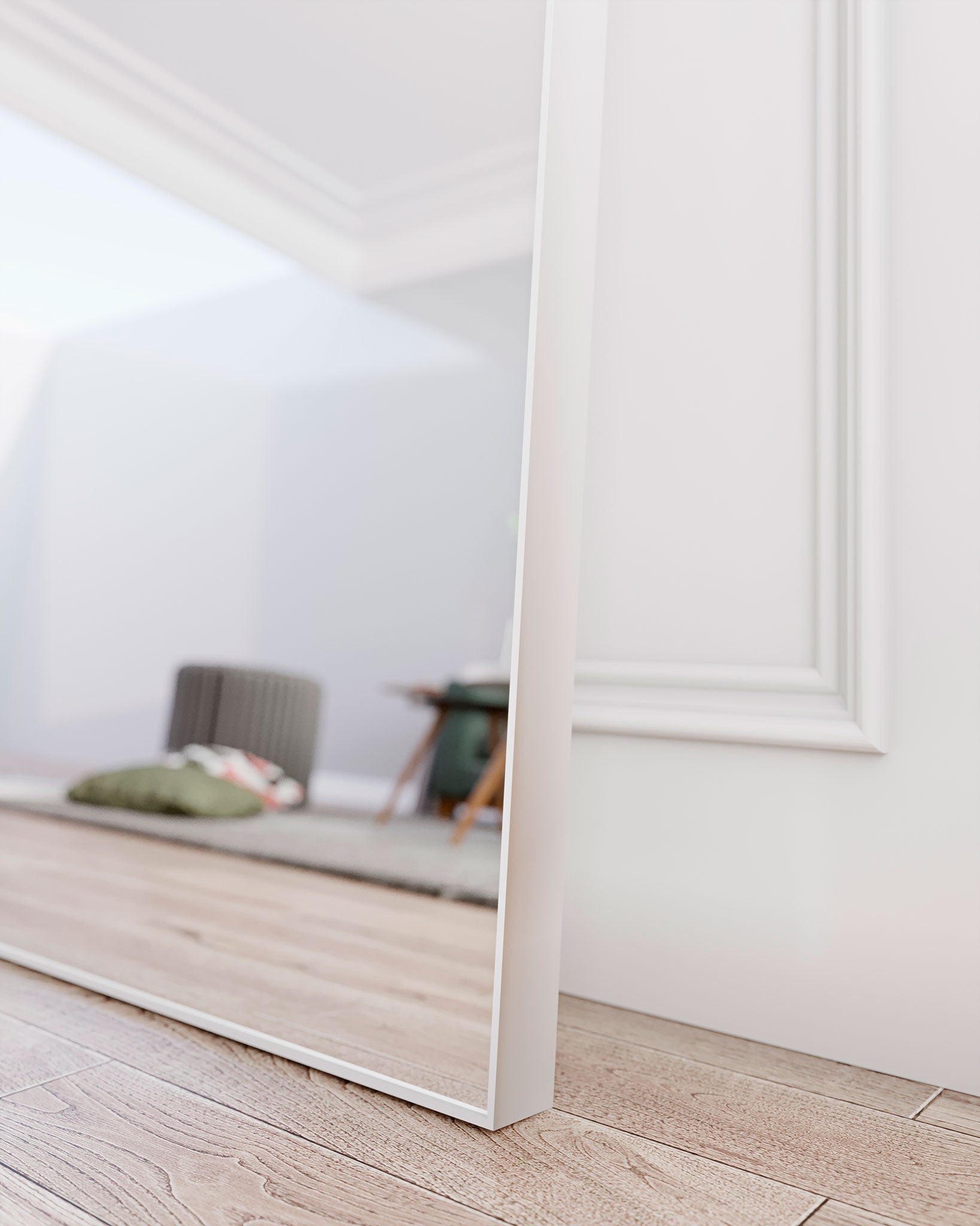 White Slim-Edge Framed Mirror (55mm deep Frame Squared Edge) - The ...