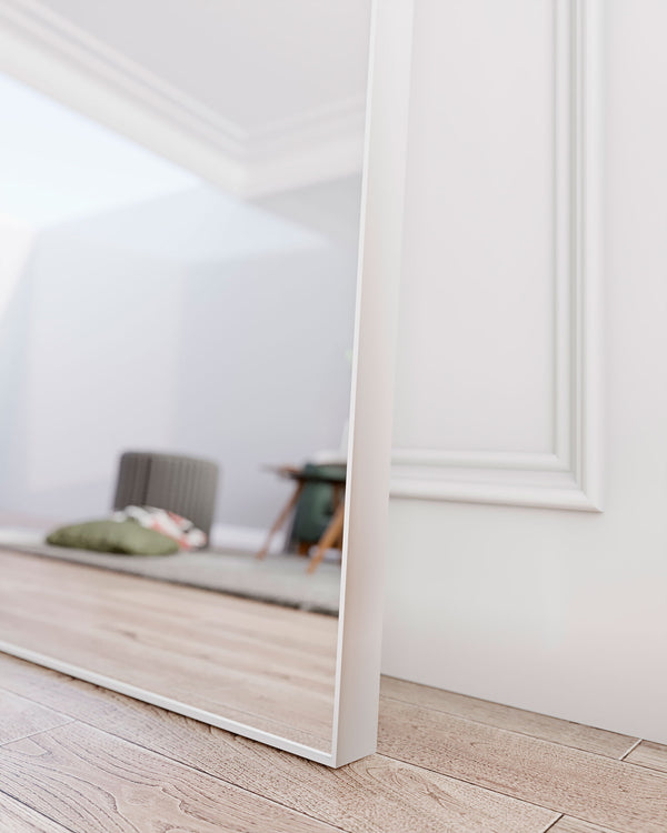 White Slim-Edge Framed Mirror (55mm deep Frame Squared Edge) - The ...